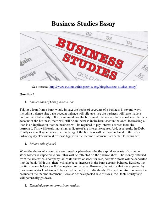 Business Studies Essay Business Studies Essay
