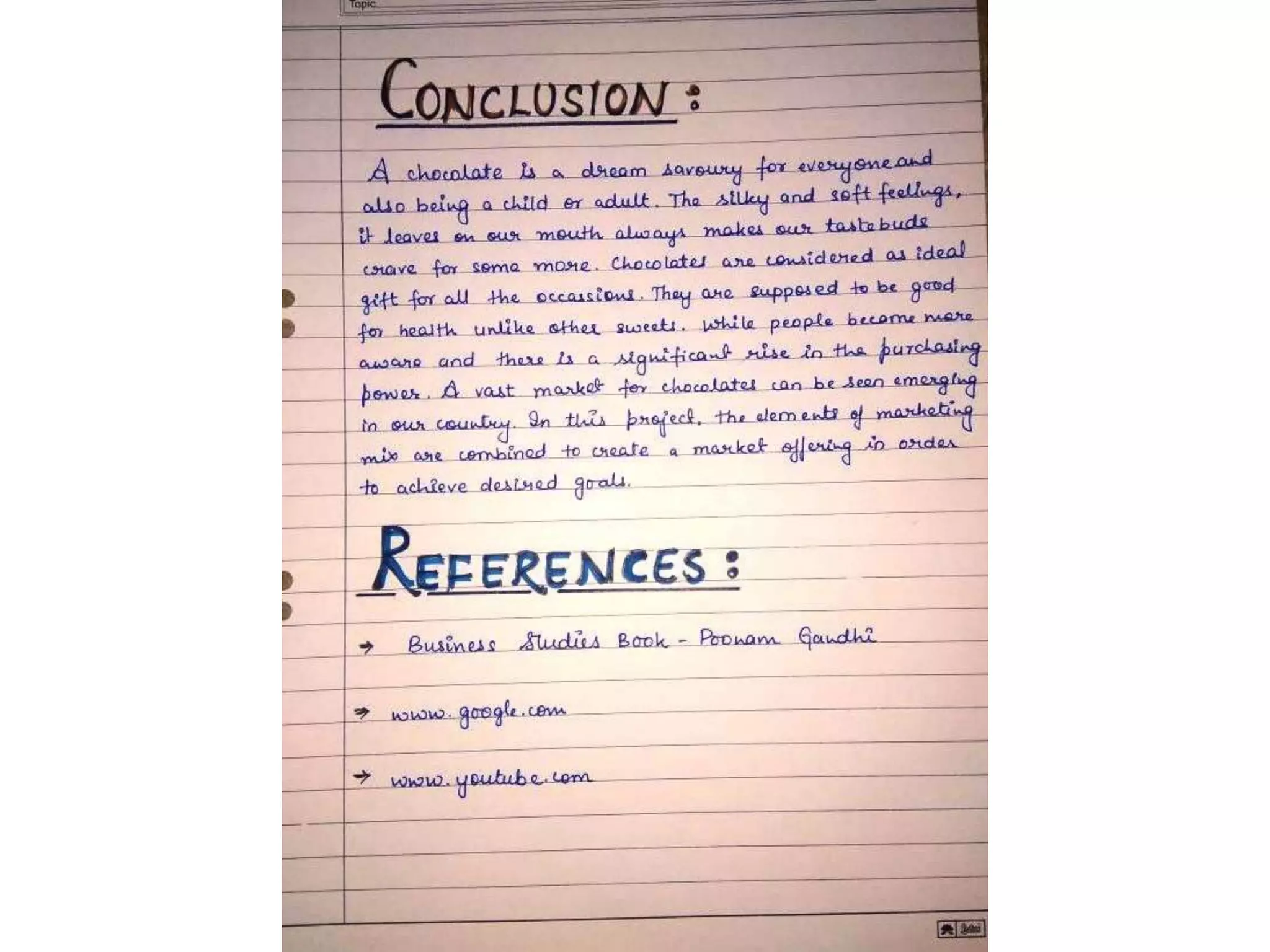 Marketing Management Project on Chocolates | Business Stuides | PPTX