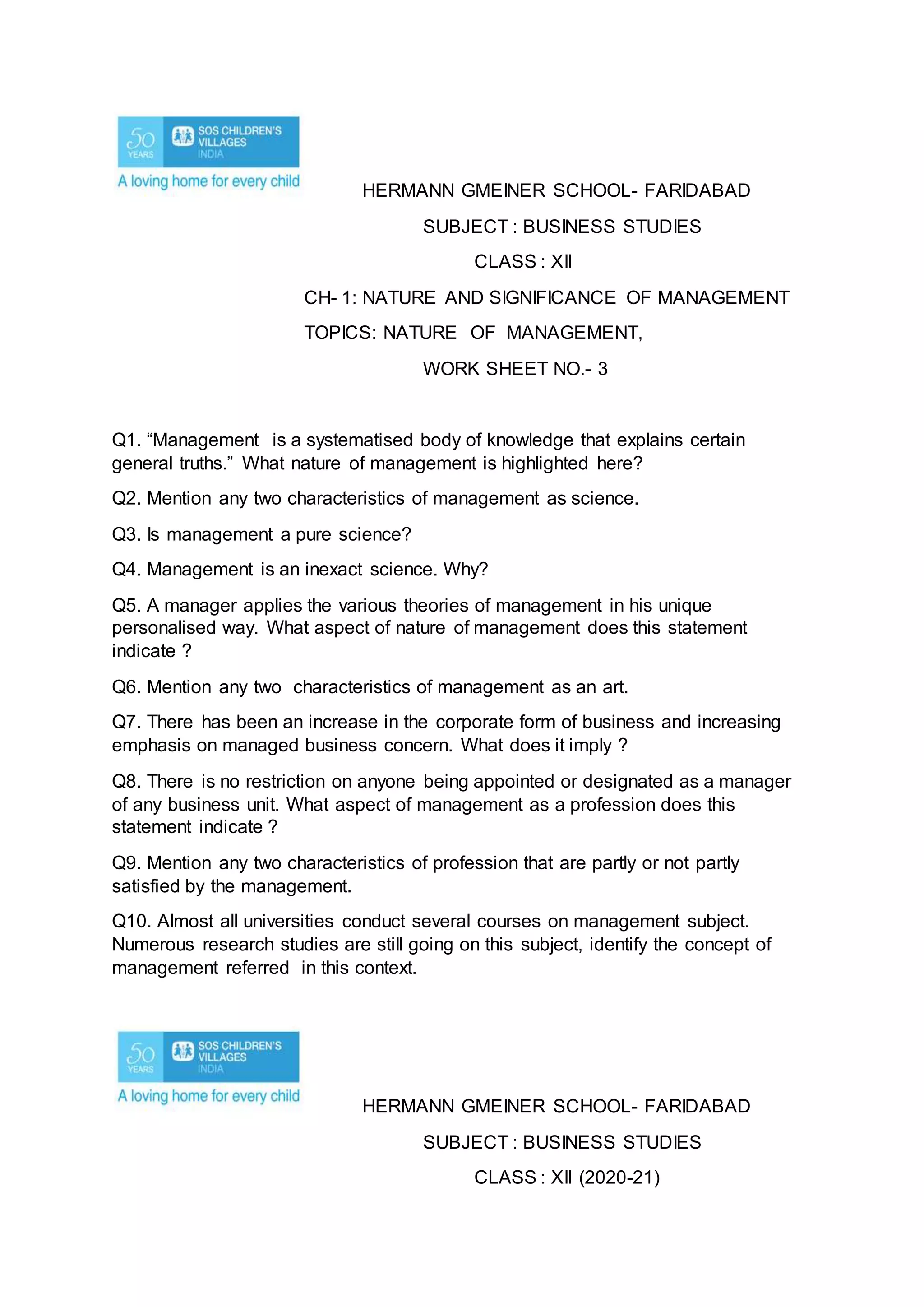 Business studies worksheets | DOCX