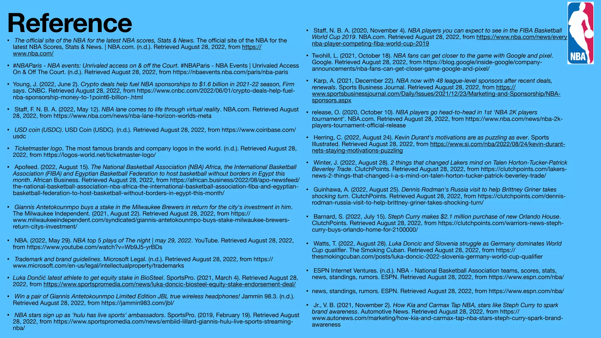 Business to Business League NBA Example | PPT