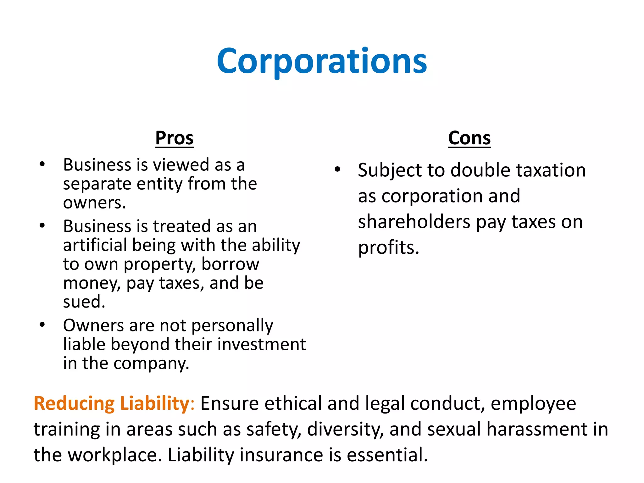 Pros and Cons of Popular Forms of Business | PPT