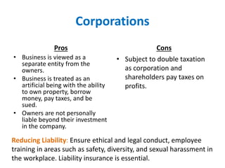 Pros and Cons of Popular Forms of Business | PPTX