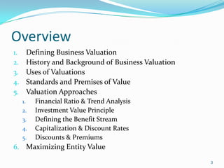 Business valuation fundamentals & the maximization of entity value | PPTX