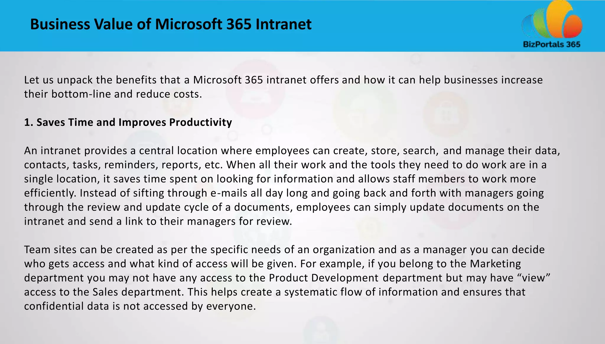 Business Value of an Intranet on Microsoft 365 | PPTX