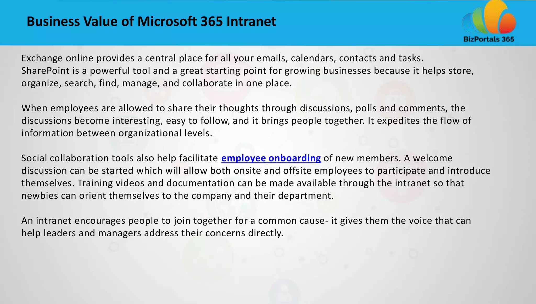 Business Value of an Intranet on Microsoft 365 | PPTX