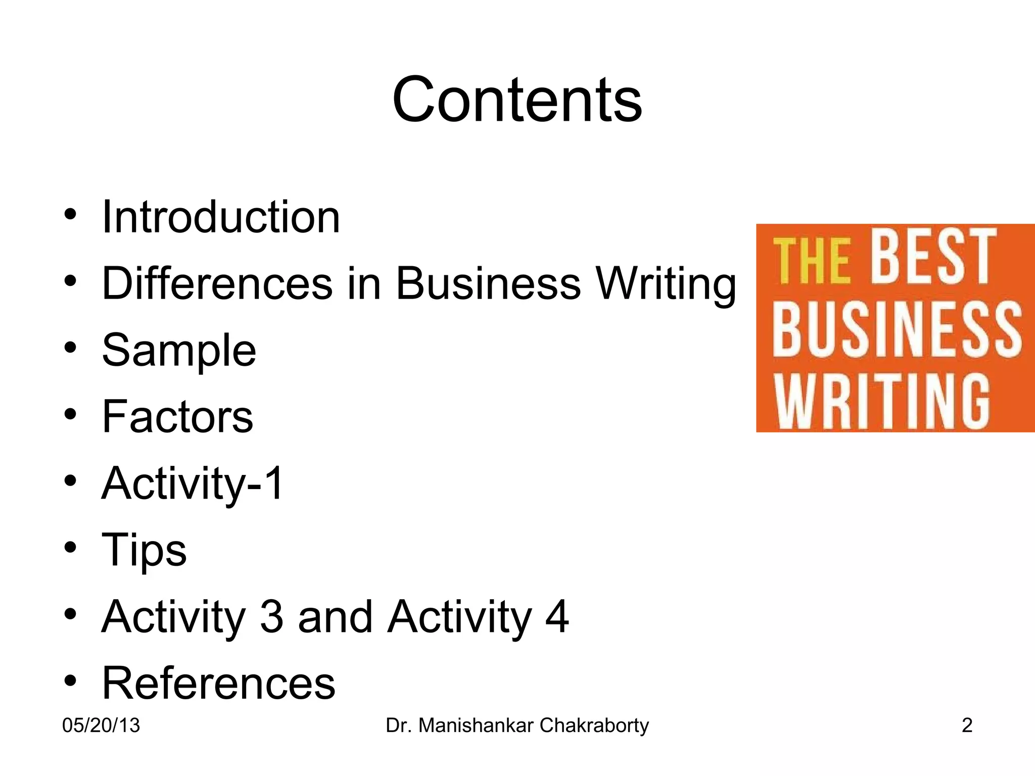 Business writing by dr manishankar chakraborty | PPT