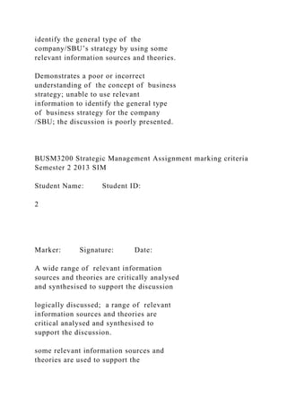 BUSM3200 Strategic Management Assignment marking criteria Seme.docx