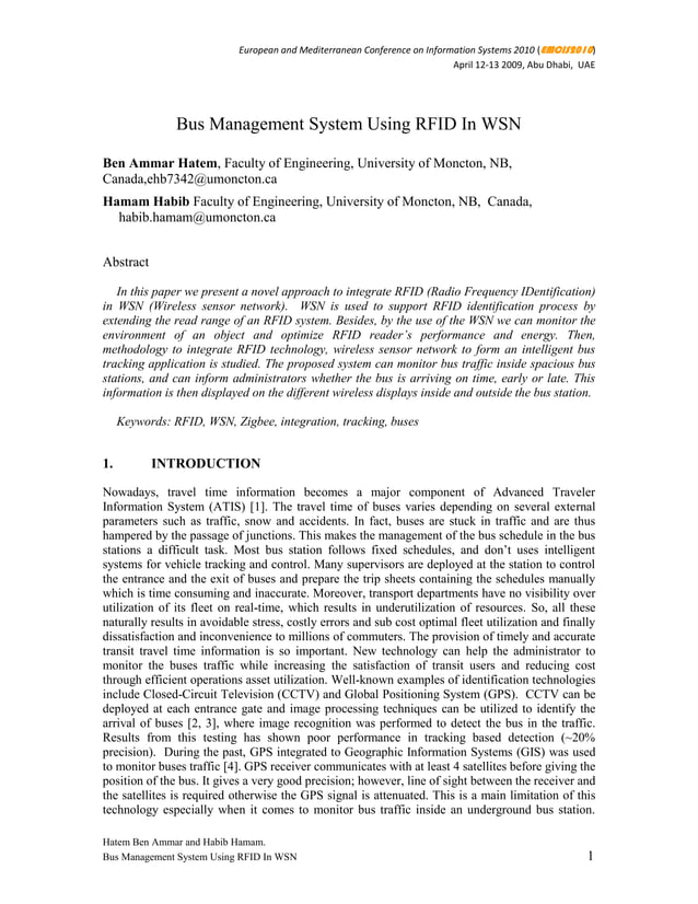 Bus management system using rfid | PDF