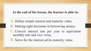 Bus math lesson 6 interest | PPTX | Stocks and Bonds | Personal Investing
