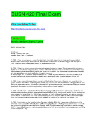 Busn 420 final exam | DOCX