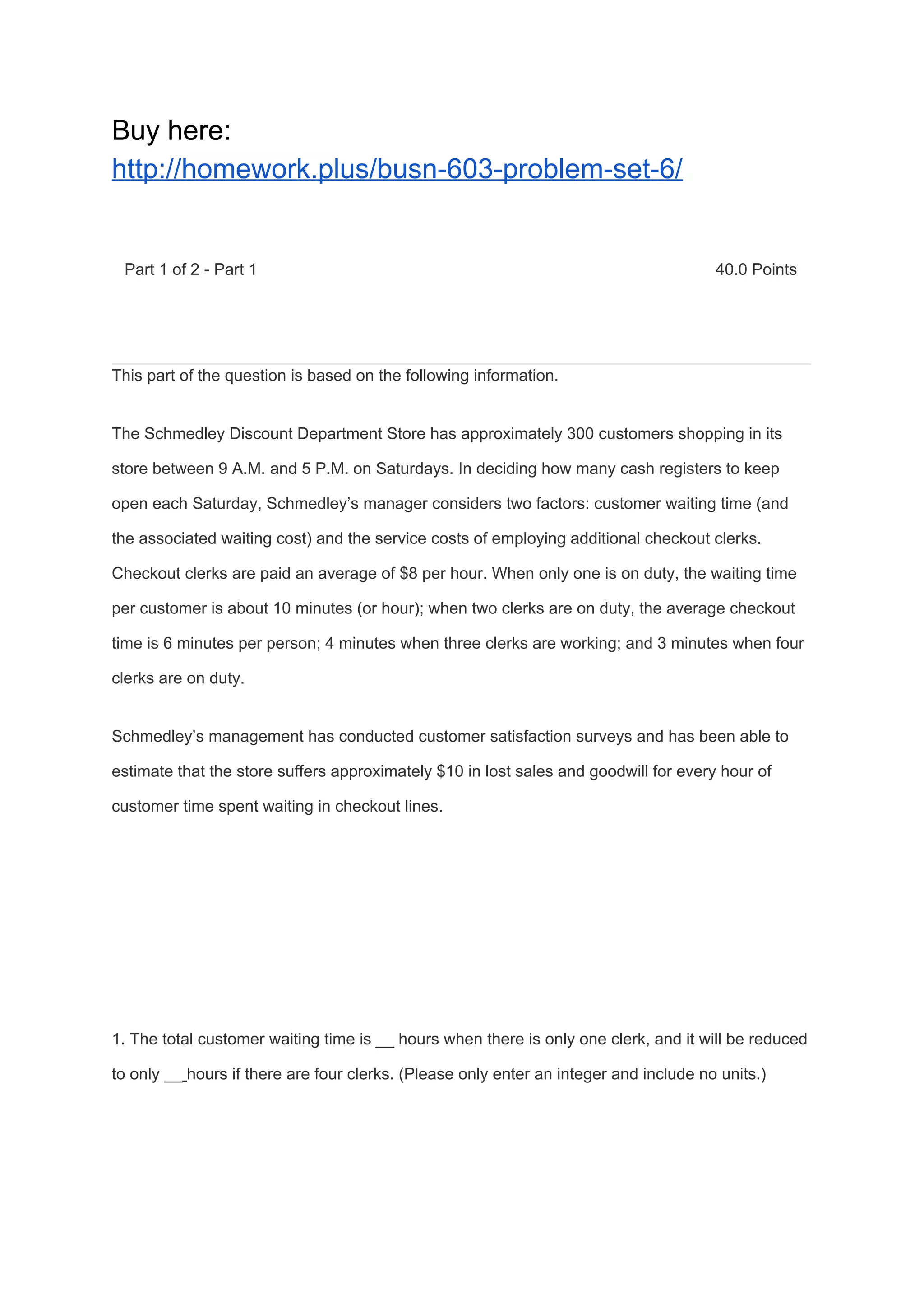 BUSN 603 Problem Set 6 | PDF