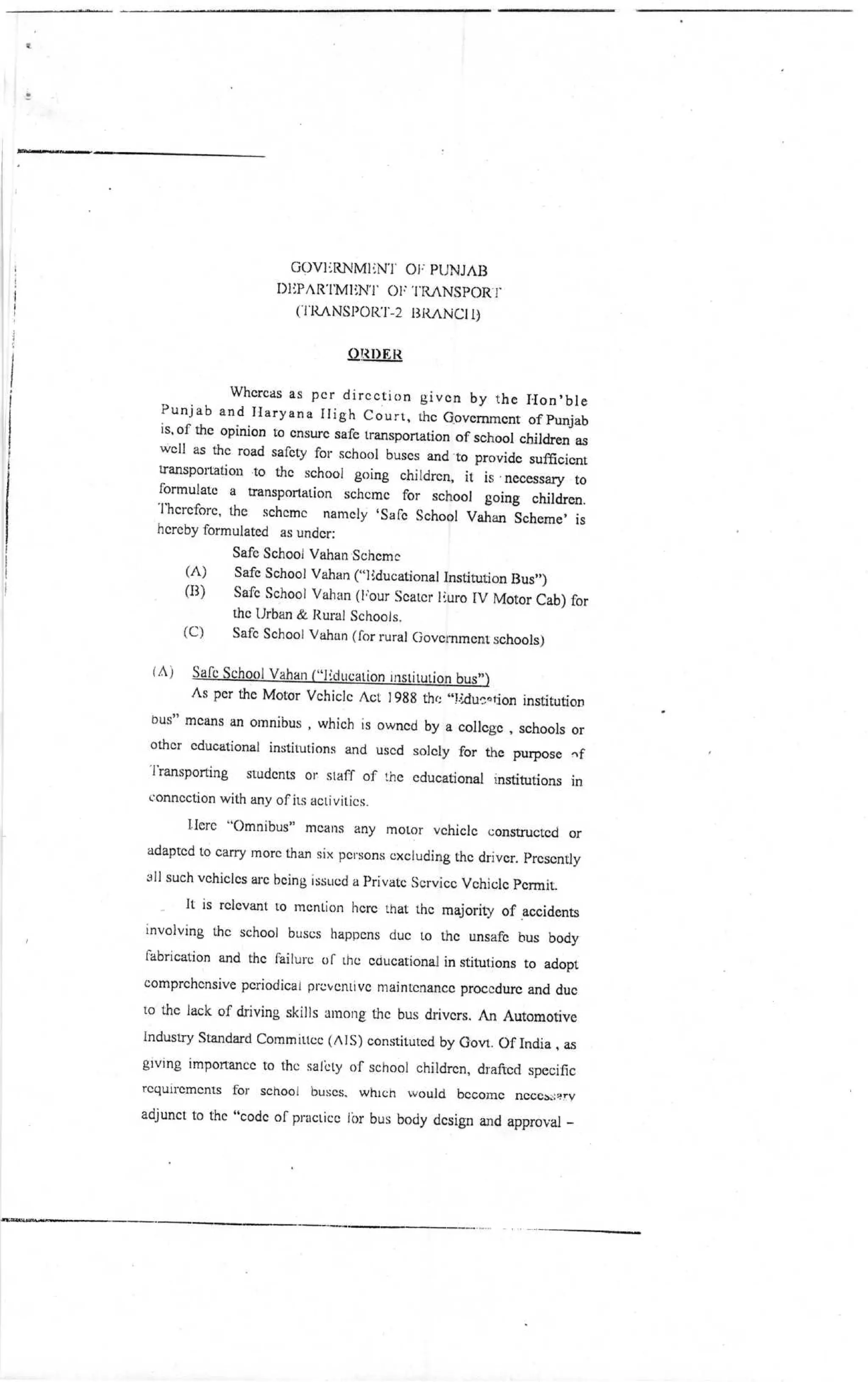 Bus notification punjab | PDF