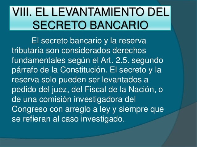 Levantamiento Del Secreto Bancario - creditoerab