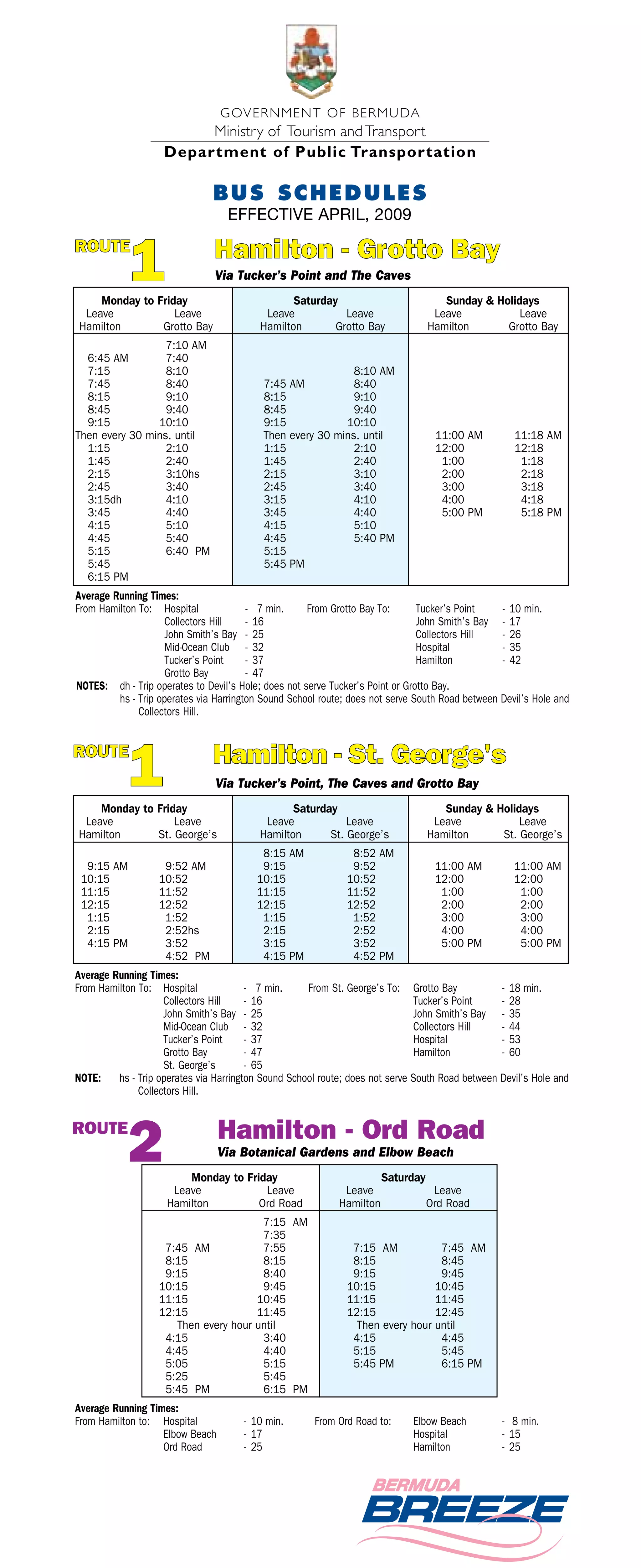 Bermuda Bus Schedule | PDF
