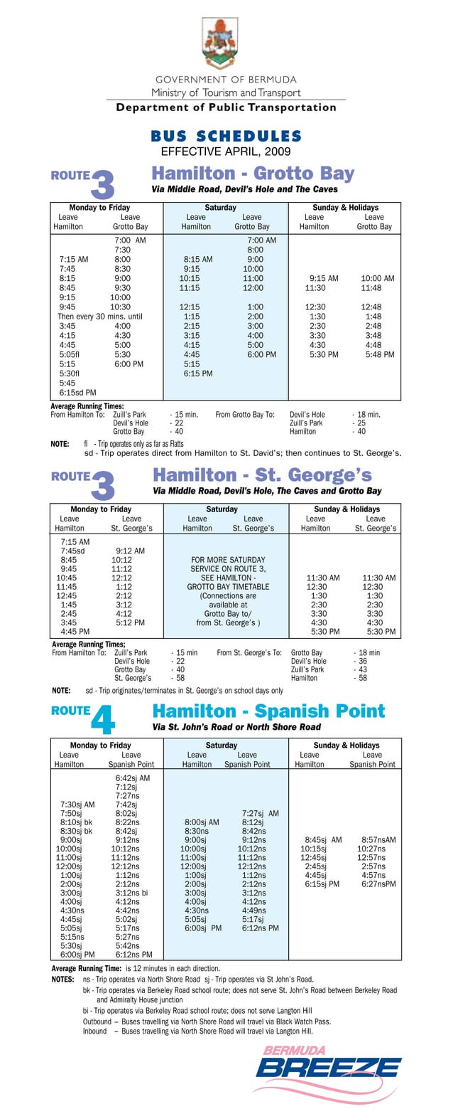 Bermuda Bus Schedule | PDF