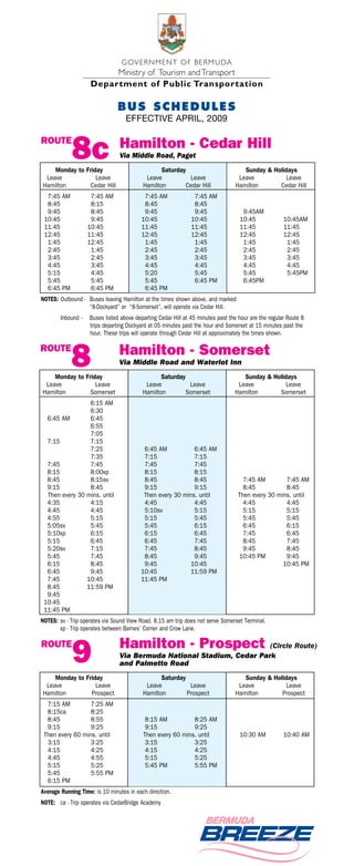 Bermuda Bus Schedule | PDF