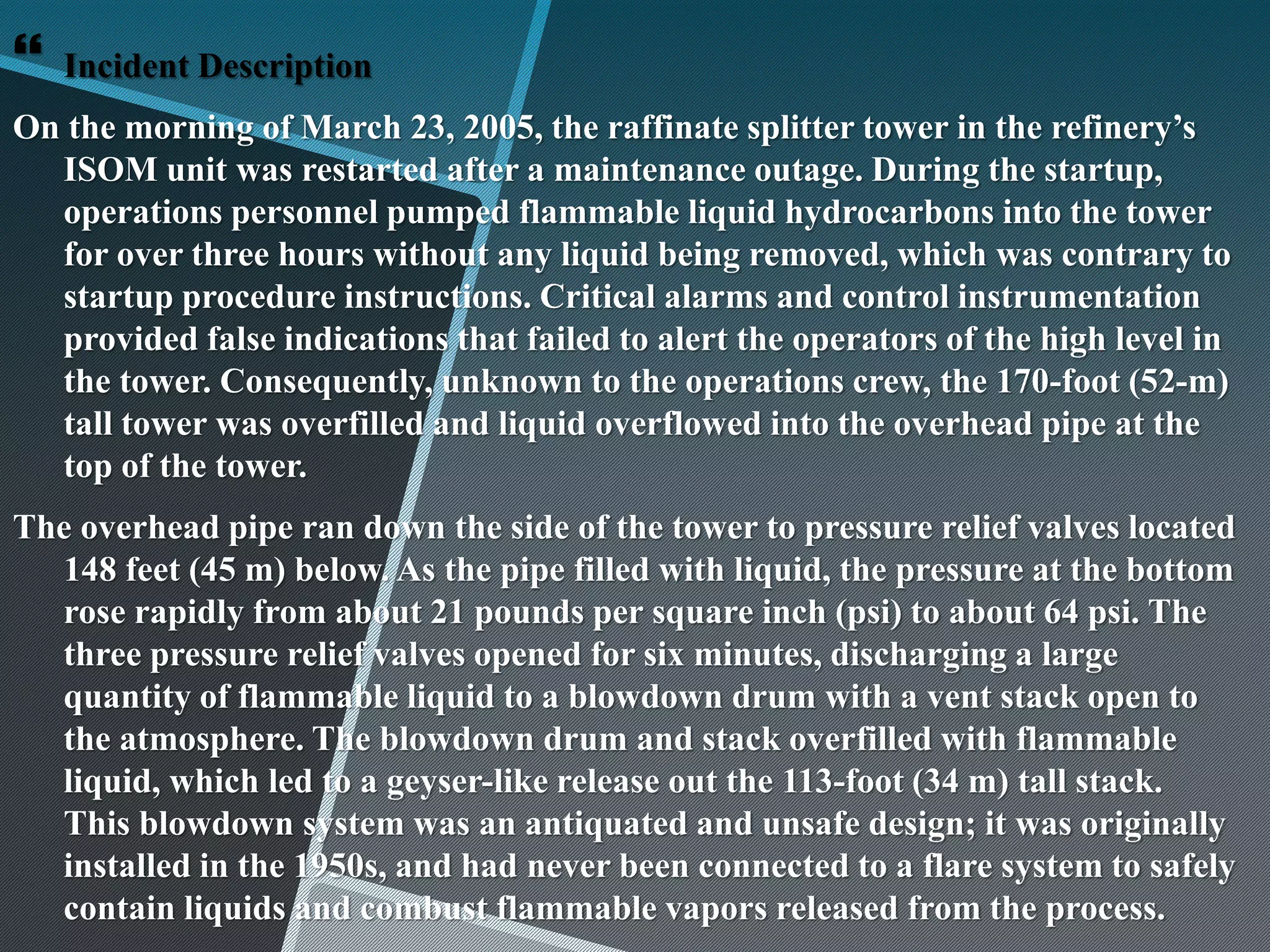 Accidental Short Report on Texas City Refinery Explosion 2005 | PPTX