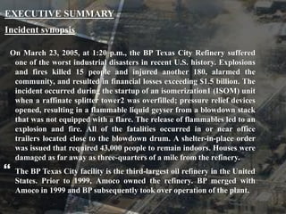 Accidental Short Report on Texas City Refinery Explosion 2005 | PPTX