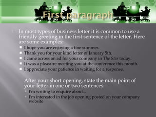 Bussiness letter | PPT
