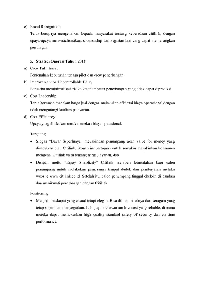 Bussiness plan dan grafik citilink | PDF