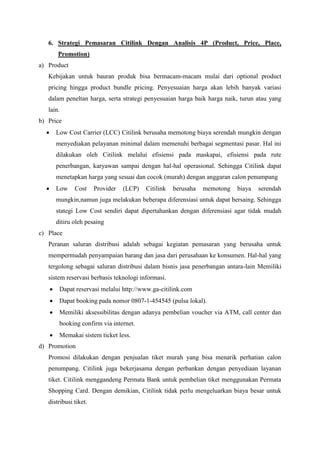 Bussiness plan dan grafik citilink | PDF