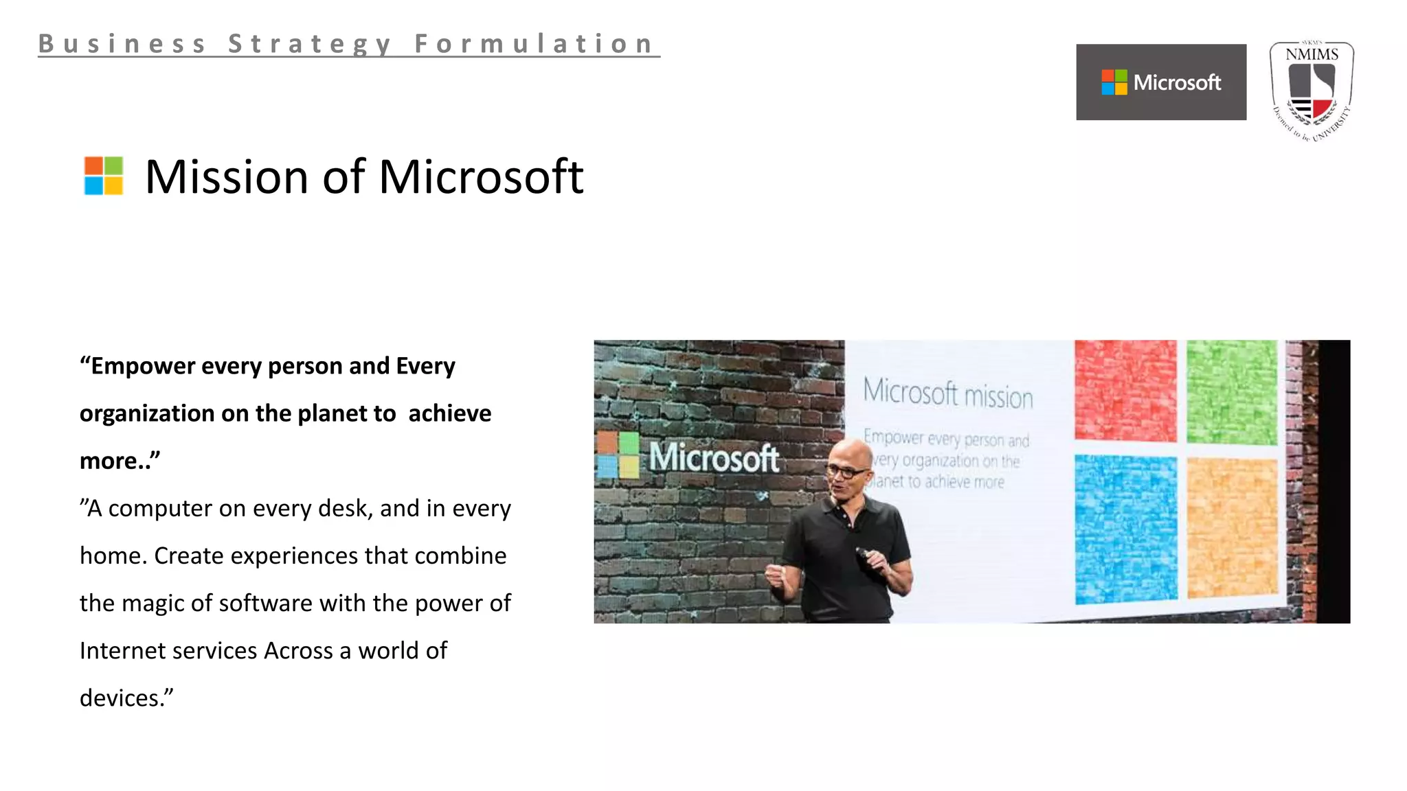 Bussiness strategy formulation -Microsoft | PPTX