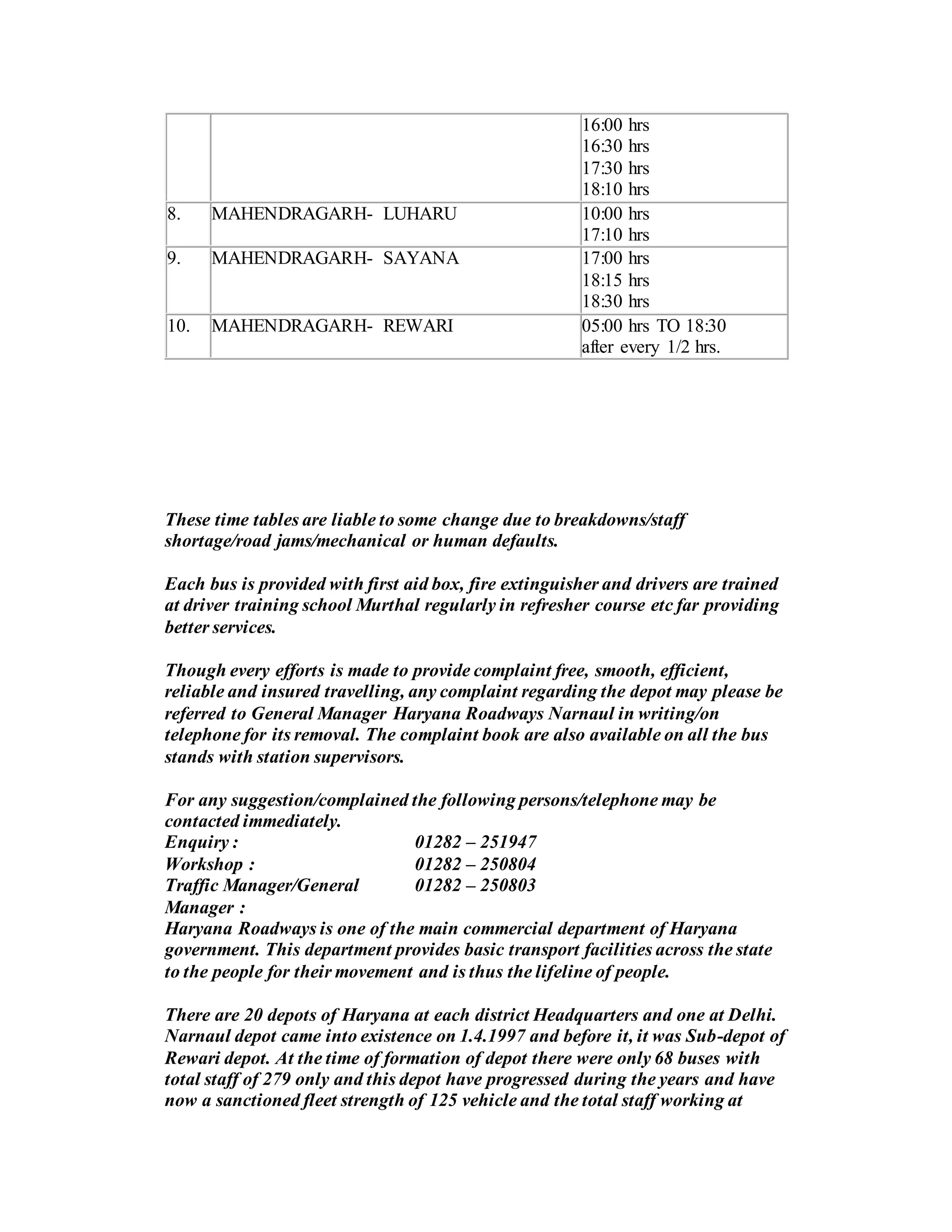 Bus time table | DOCX