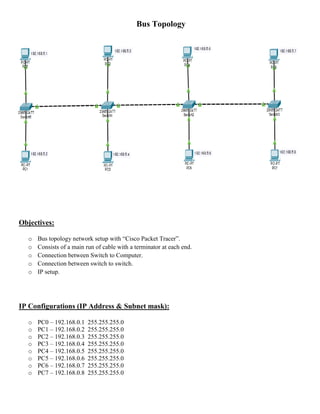 Bus Topology Design with Cisco Packet Tracer | PDF