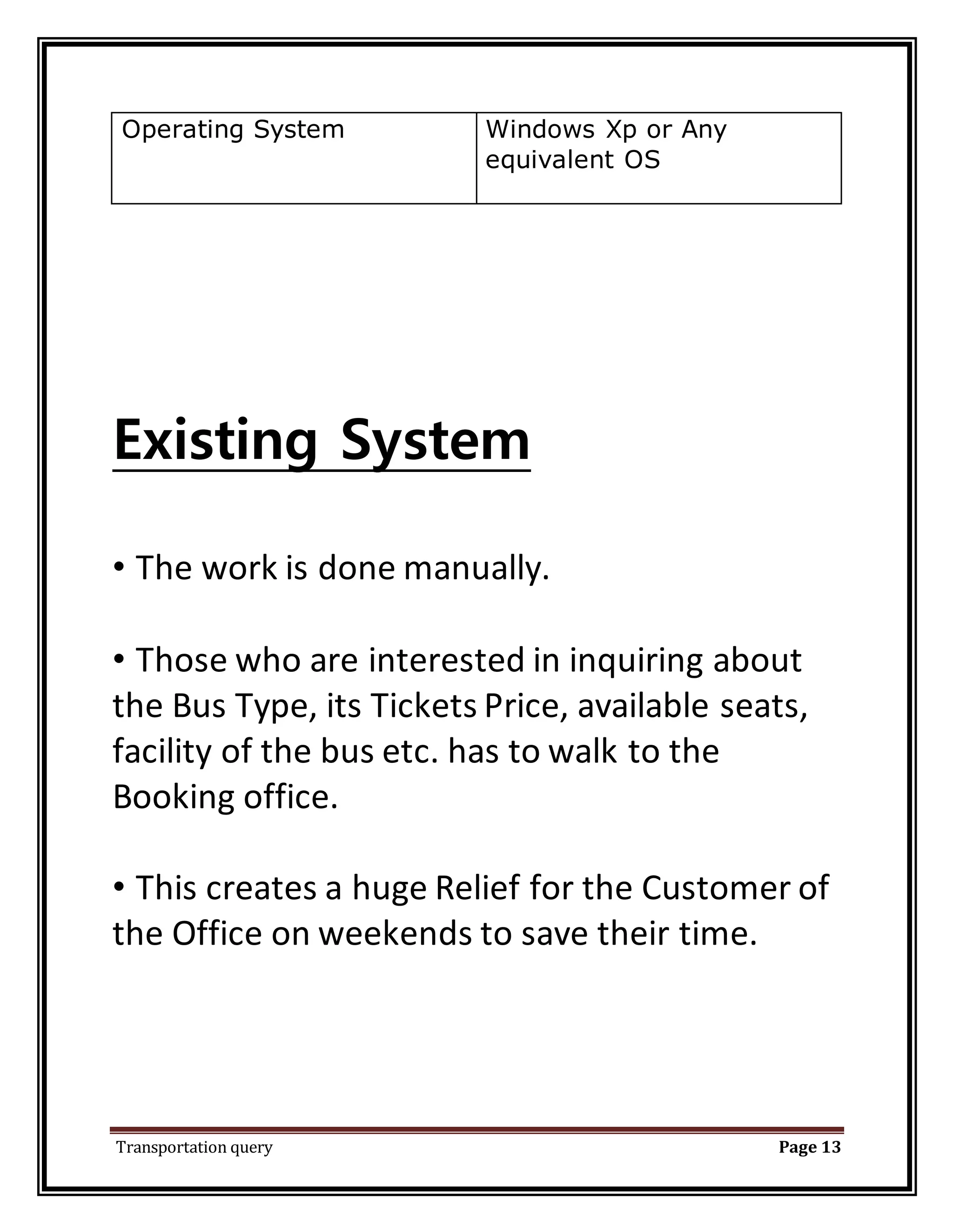 Bus Transportation Query Report Pdf