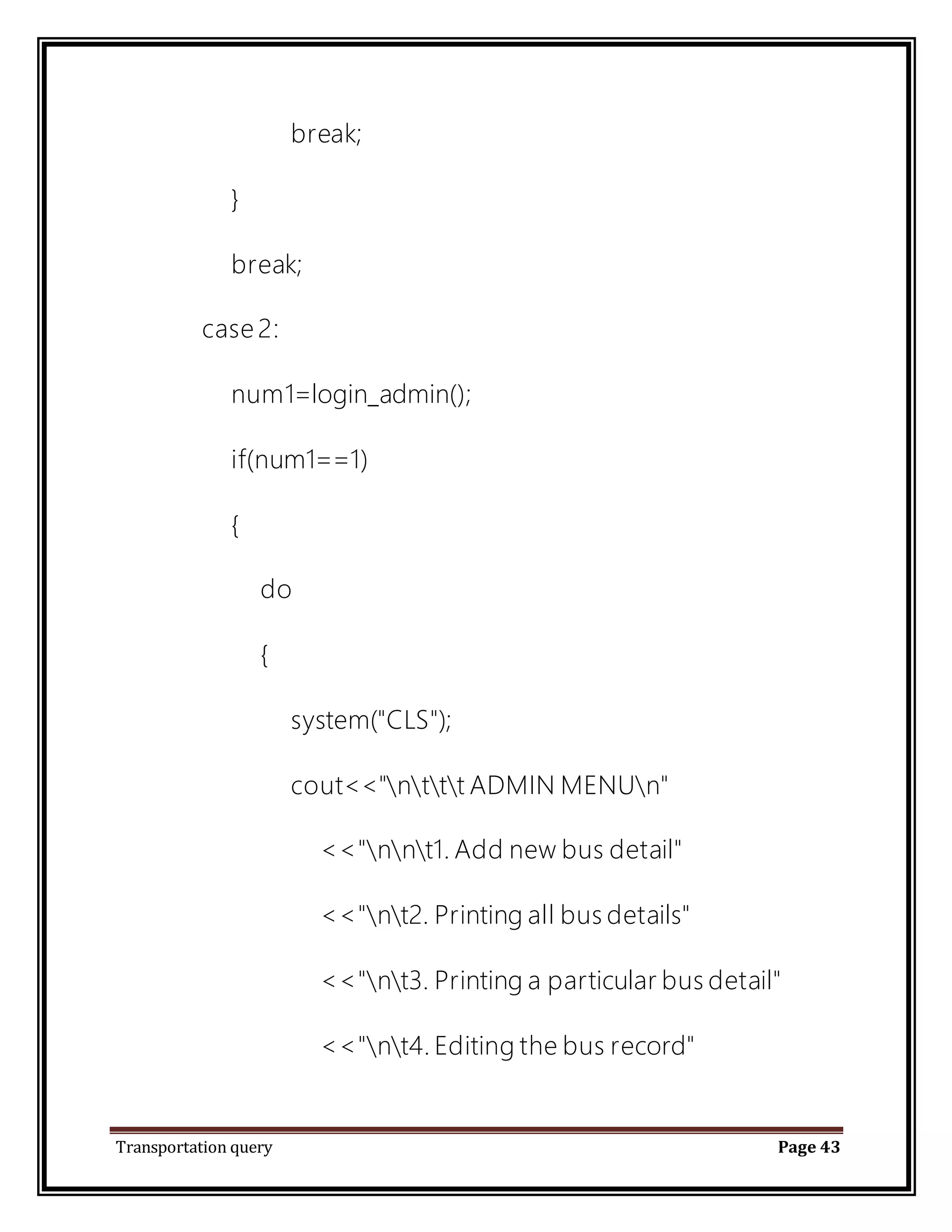 Bus Transportation Query Report Pdf 