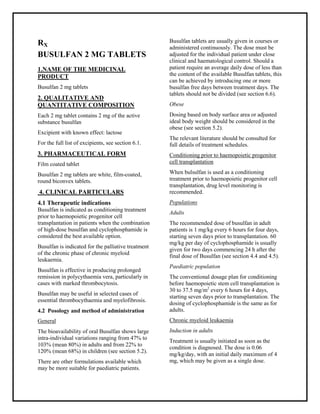 Busulfan 2 mg tablets smpc taj pharmaceuticals | PDF | Blood Disorders ...