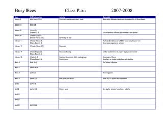 Busy bee year plan2007-2008 | PDF
