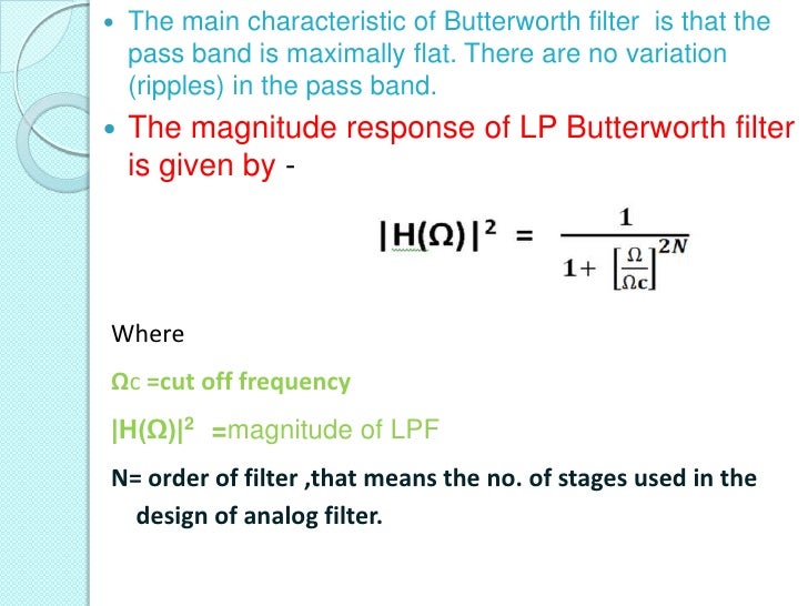 Butterworth filter design Butterworth filter design