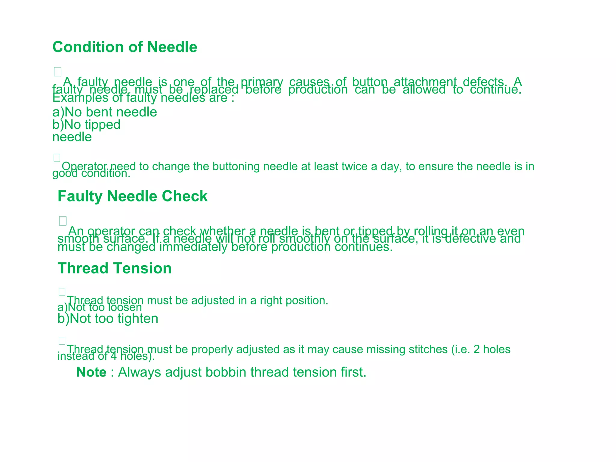 Button control standard operating procedures | DOC