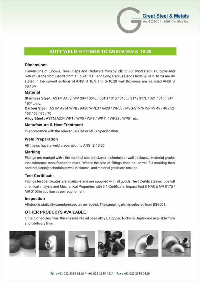 GSM BUTWELD FITTINGS BROCHURE | PDF