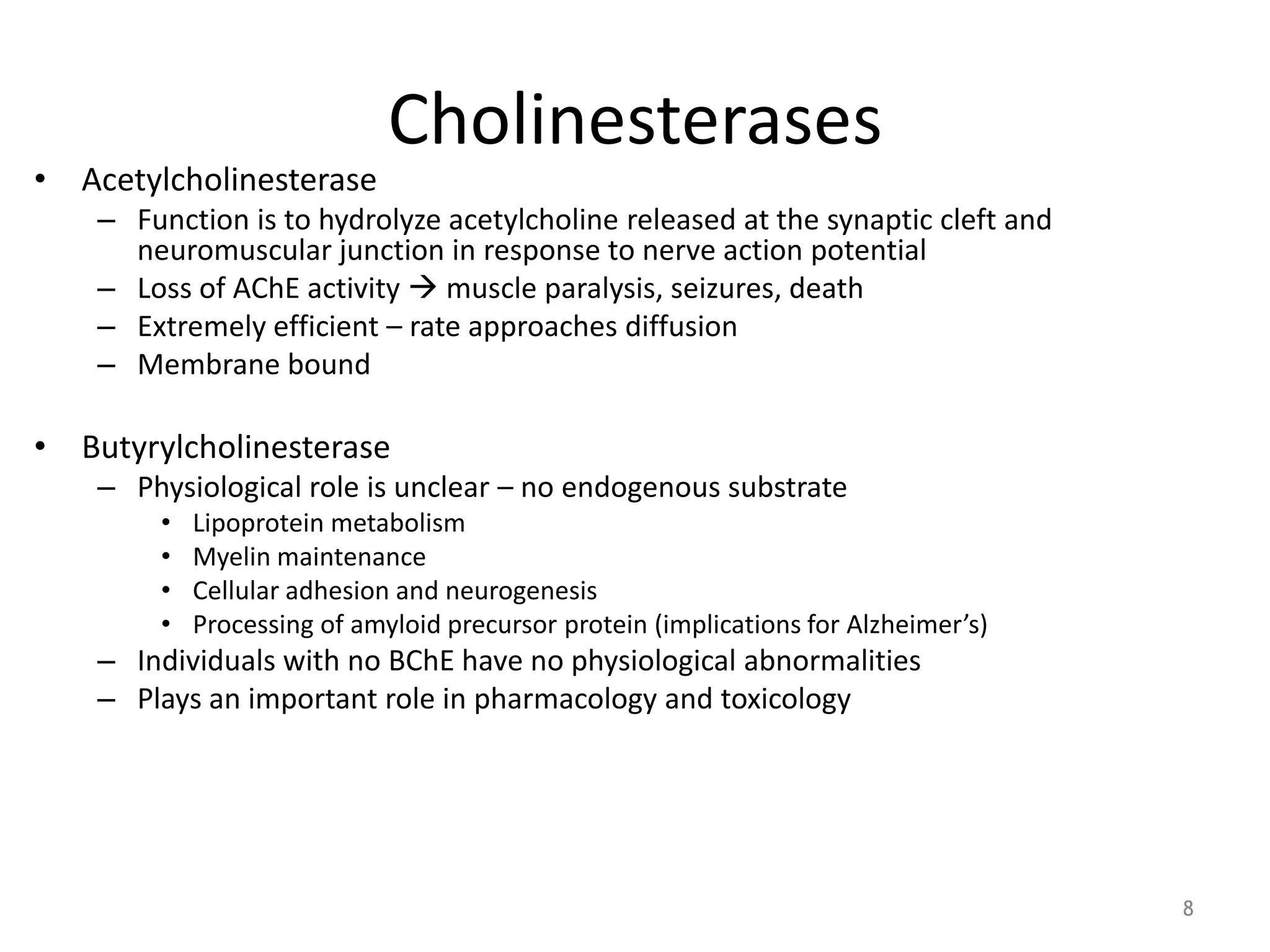Butyrylcholinesterase Overview: Substrates Inhibitors Structure ...