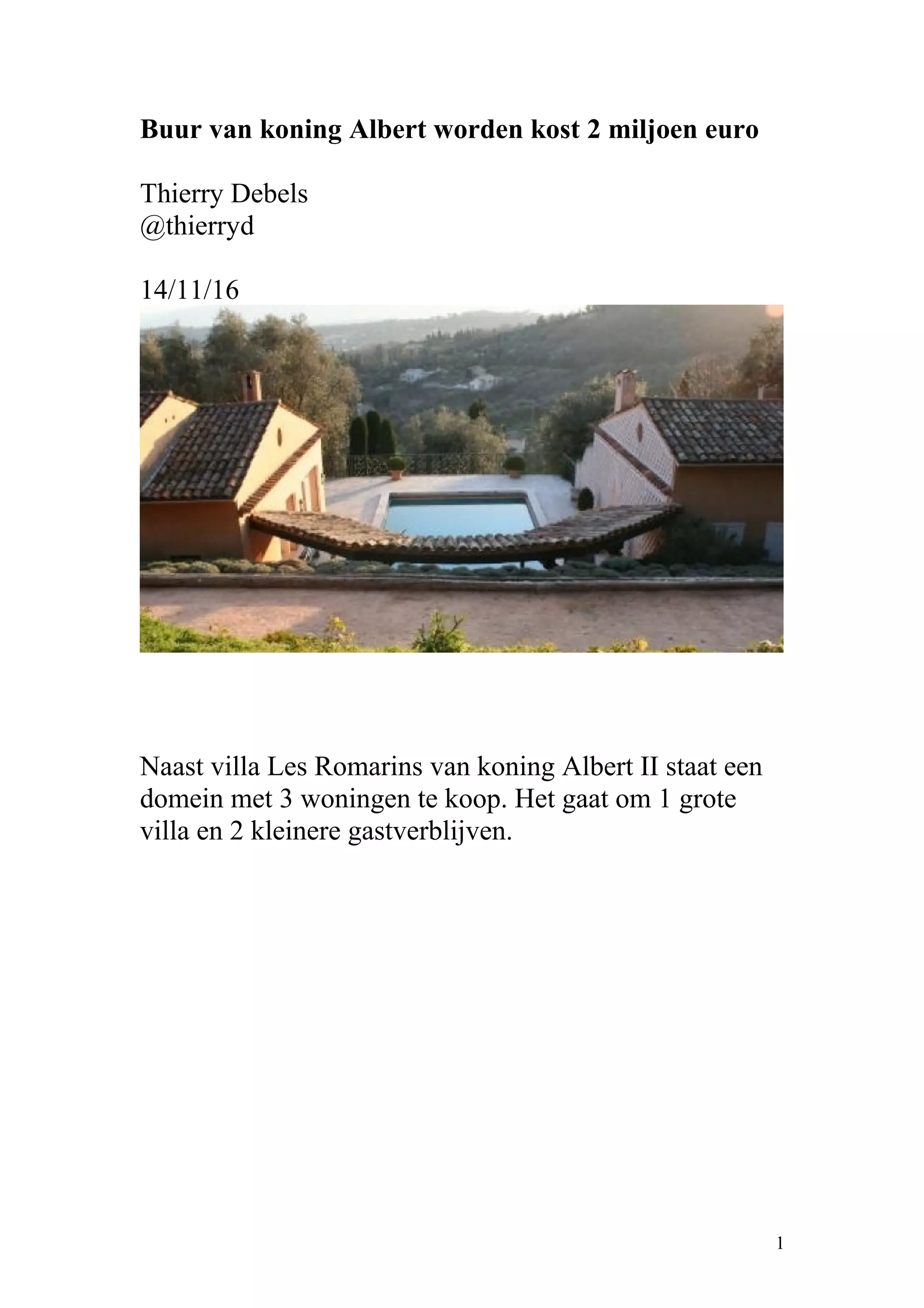 Buur van koning Albert worden kost 2 miljoen euro | PDF