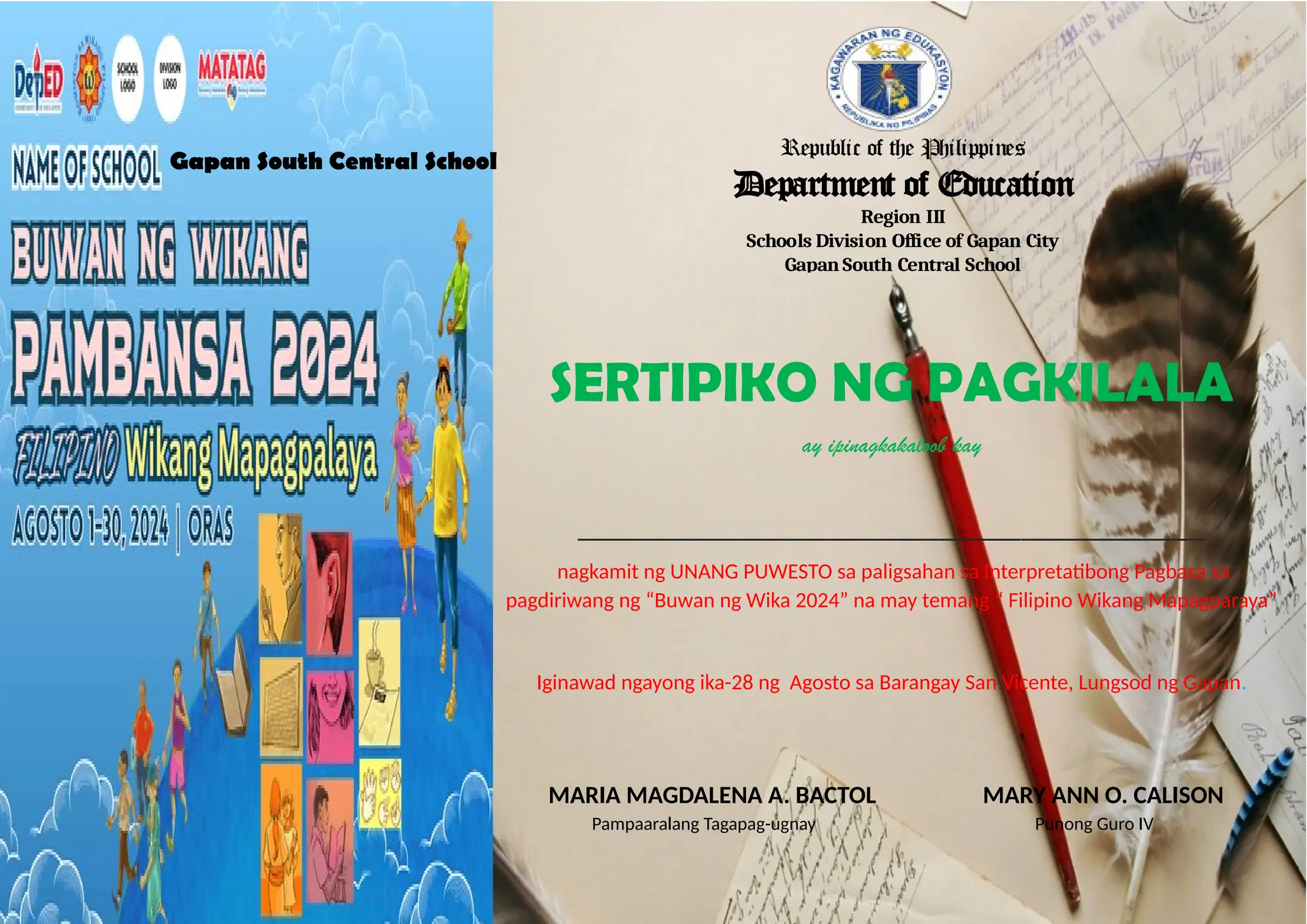 BUWAN NG WIKA SERTIPIKO AGOSTO 2024-SERTIPIKO NG PAGTISIPASYON | PPT