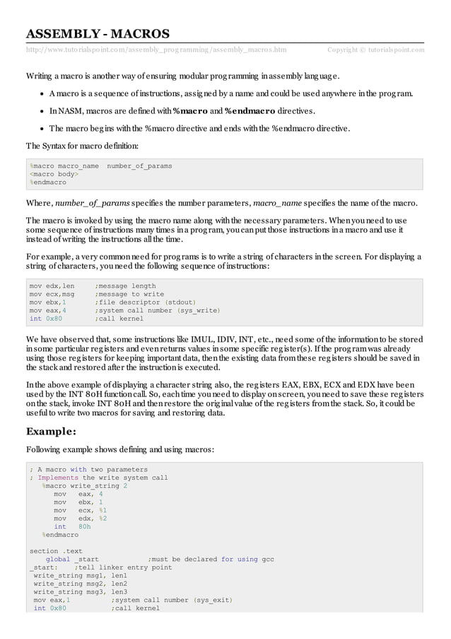 N_Asm Assembly macros (sol) | PDF