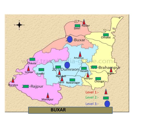 Buxar district map with all blocks subdi | PPT