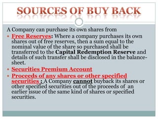 Buy back of shares | PPTX