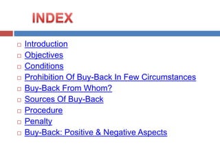 Buy back of shares | PPTX