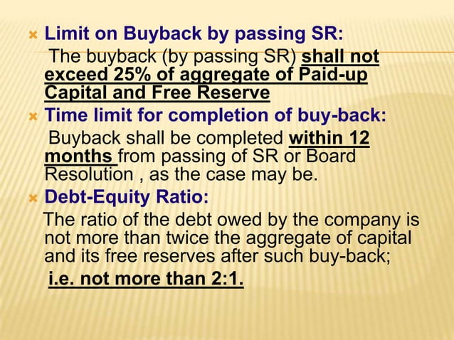 Buy back of shares | PPTX