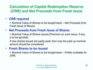 Buy back of shares - introduction and accounting | PPT
