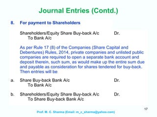 Buy back of shares - introduction and accounting | PPT