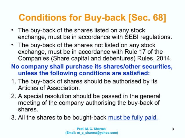Buy back of shares - introduction and accounting | PPT