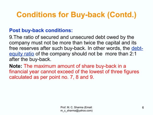 Buy back of shares - introduction and accounting | PPT
