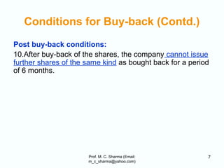 Buy back of shares - introduction and accounting | PPT