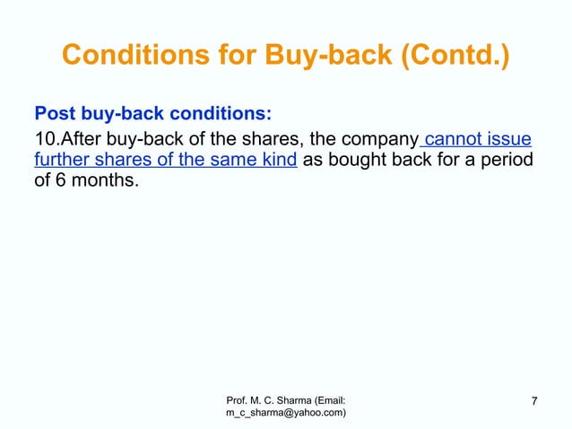 Buy back of shares - introduction and accounting | PPT