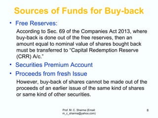 Buy back of shares - introduction and accounting | PPT